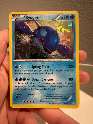 Kyogre Primal Clash 53/160 Cracked Ice Glass Holo Pokemon Card NM 0401 ...