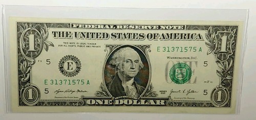 $1 2021 FEDERAL RESERVE NOTE FANCY NOTE E 31371575 A 4 PAIR #'s 33 11 ...