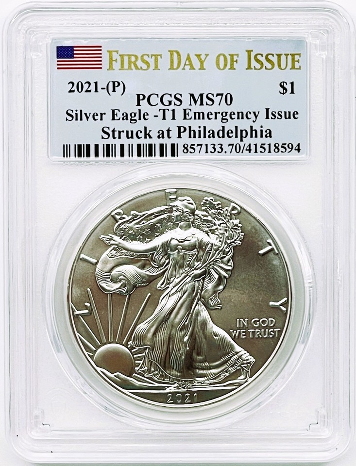 2020–2021 Silver Eagle Emergency Issue Set (4) PCGS MS70 FDOI Flag Label | eBay