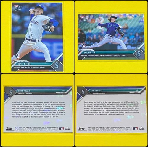 (2) 2023 MLB Topps Now Bryce Miller ROOKIE CARDS SP Mariners #252 ...