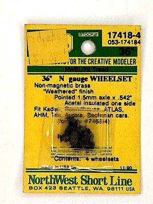 NWSL #17418-4 36" N Scale Wheelset - Non-magnetic Brass "Weathered ...
