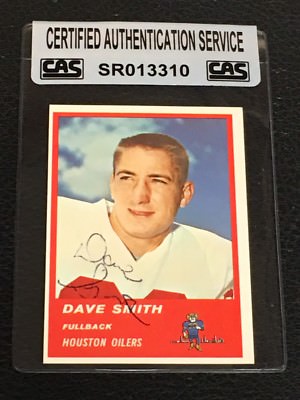 DAVE SMITH 1963 FLEER SIGNED AUTOGRAPHED CARD #35 OILERS CAS AUTHENTIC ...