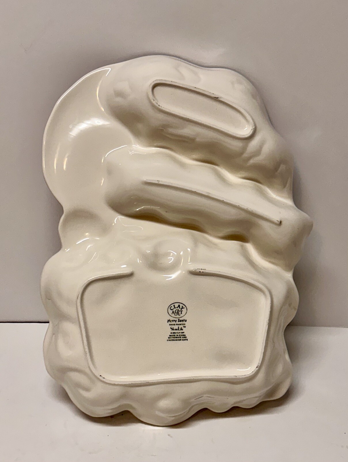 Lg 16”Stonelite Clay Art Merry Santa Divided 3-Part Chip & Dip ...
