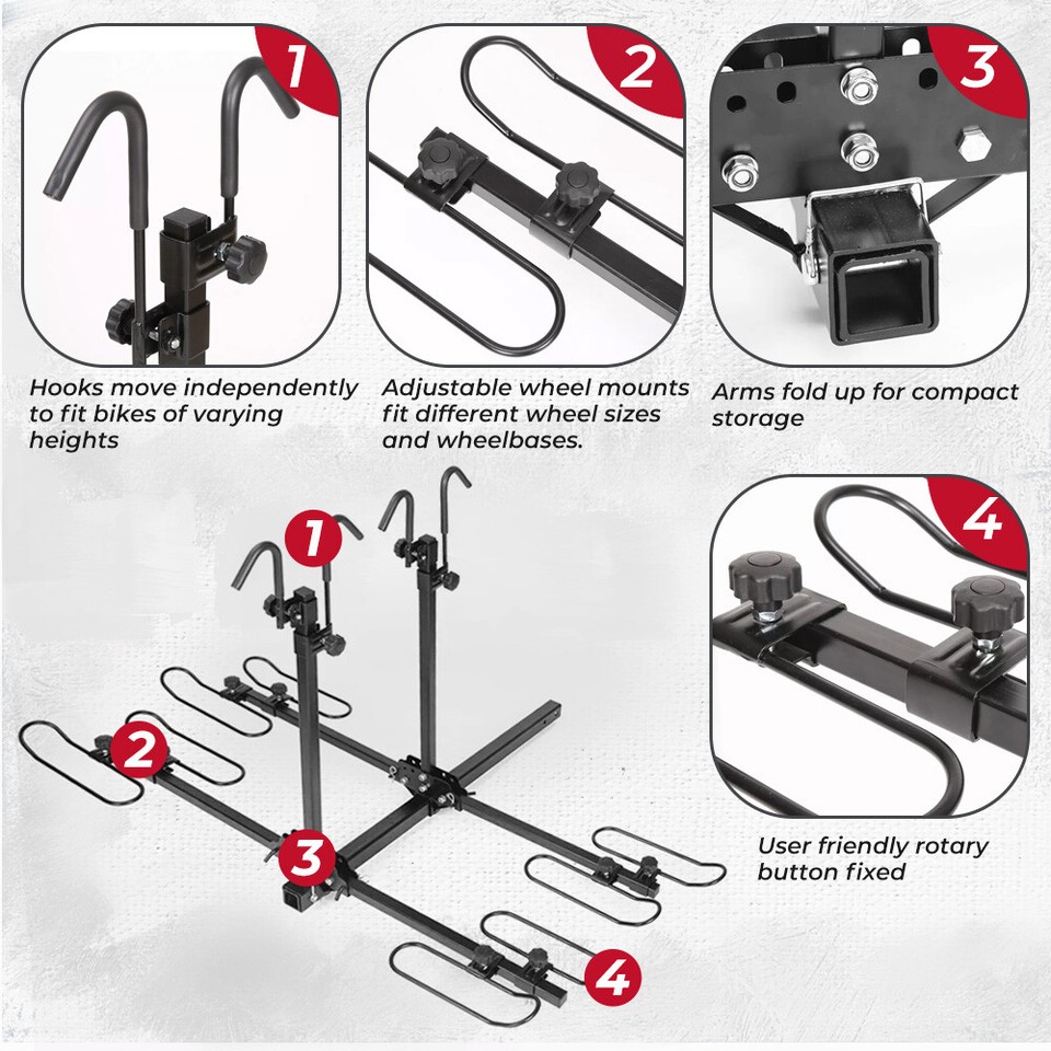 Hitch Mount 4-Bike Rack Carrier Receiver 2" For Car SUV 240lbs | eBay