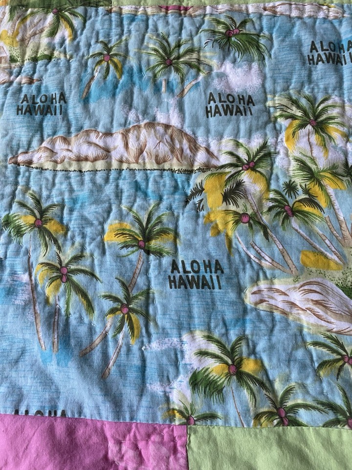 Hawaiian Aloha Quilt Tropical Bedding 83” X 84” Colorful Patchwork ...
