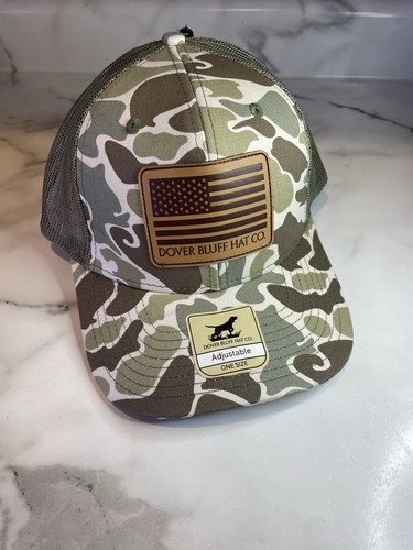 Dover Bluff Hat Co Duck Camo American Flag Leather Patch Trucker hat | eBay