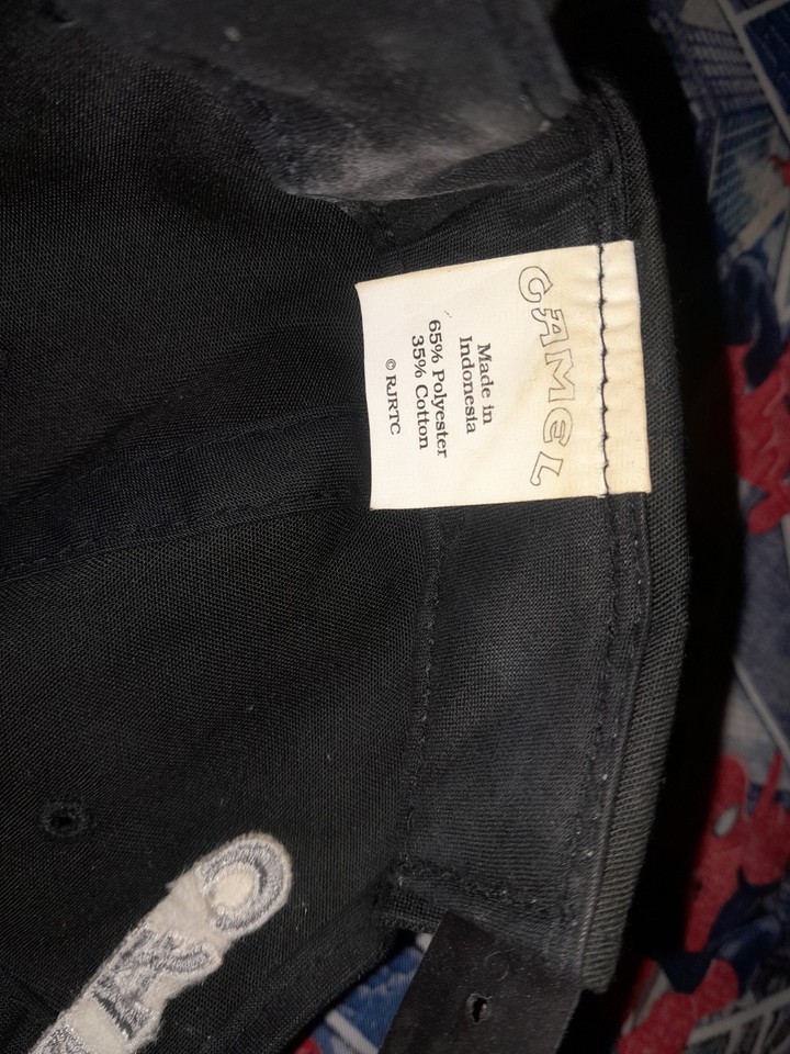 VINTAGE Camel Cigarettes Hat Mens OS Black White Joe Camel Snapback Cap ...