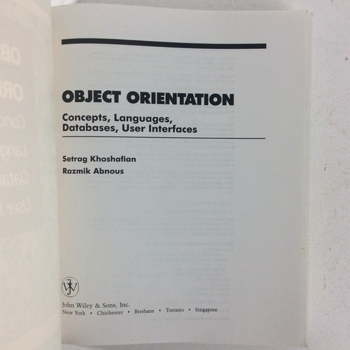 Object Orientation : Concepts, Languages, Databases, User Interfaces - 1990 - PB 9780471518013| eBay