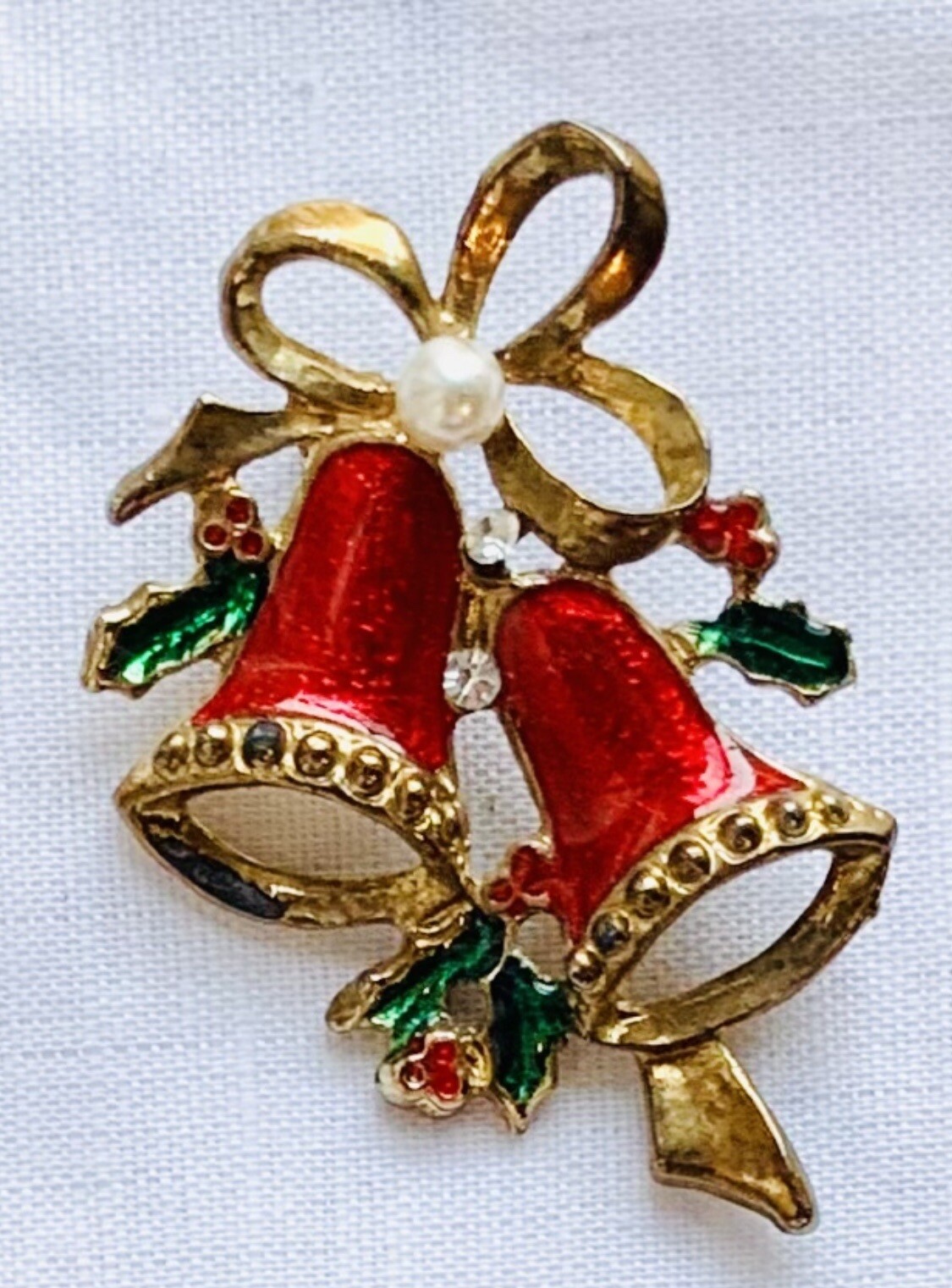 Vintage CHRISTMAS BELLS STOCKING JEWELRY LOT Pins Ear… - Gem