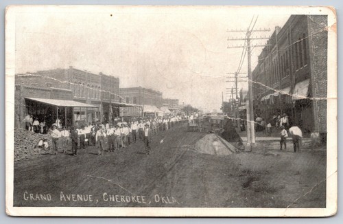 Cherokee Oklahoma~Citizens Marching Band in Parade On Grand Avenue~B&W ...