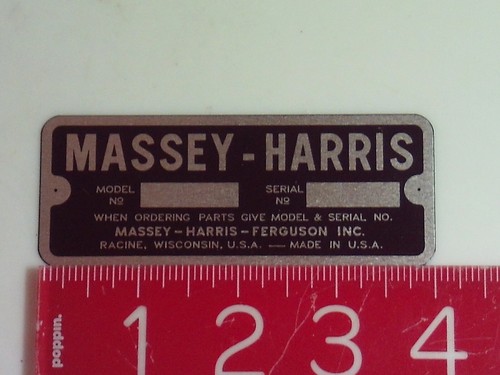 Massey Harris Ferguson Serial Number Tag Nameplate | eBay