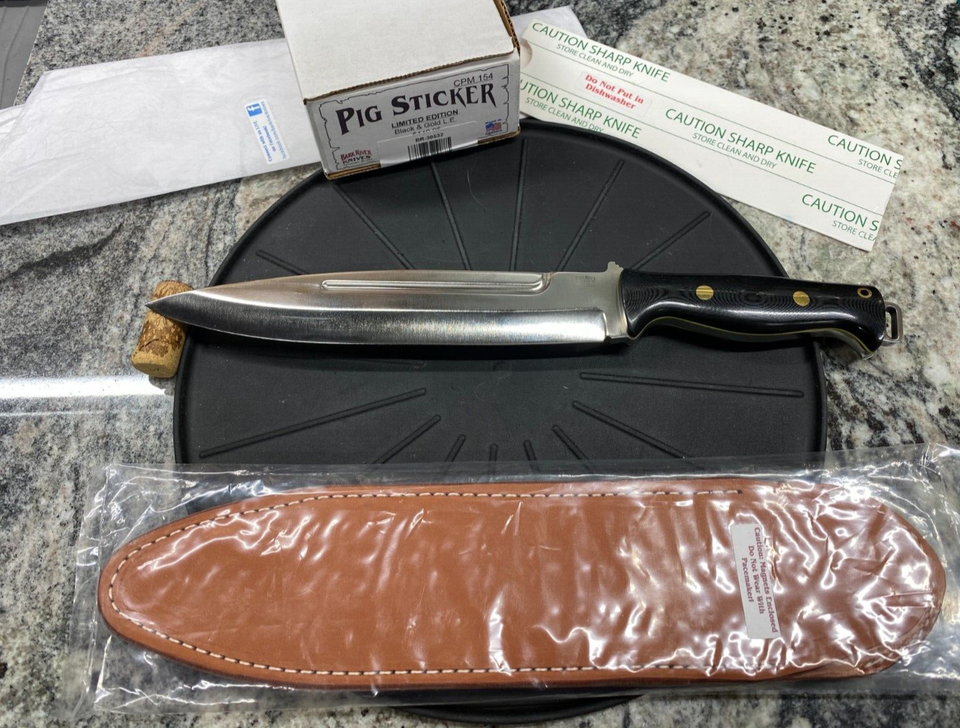 Bark River Knives Pig Sticker CPM-154 Black G-10 & Yellow Liner ...