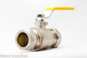 GAS YELLOW LEVER BALL VALVE 15mm COMPRESSION Approved Fitting | eBay