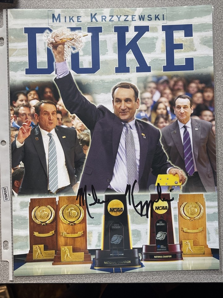 Mike Krzyzewski Coach K Autographed Photo Duke Blue Devils 8.5x11 Go ...