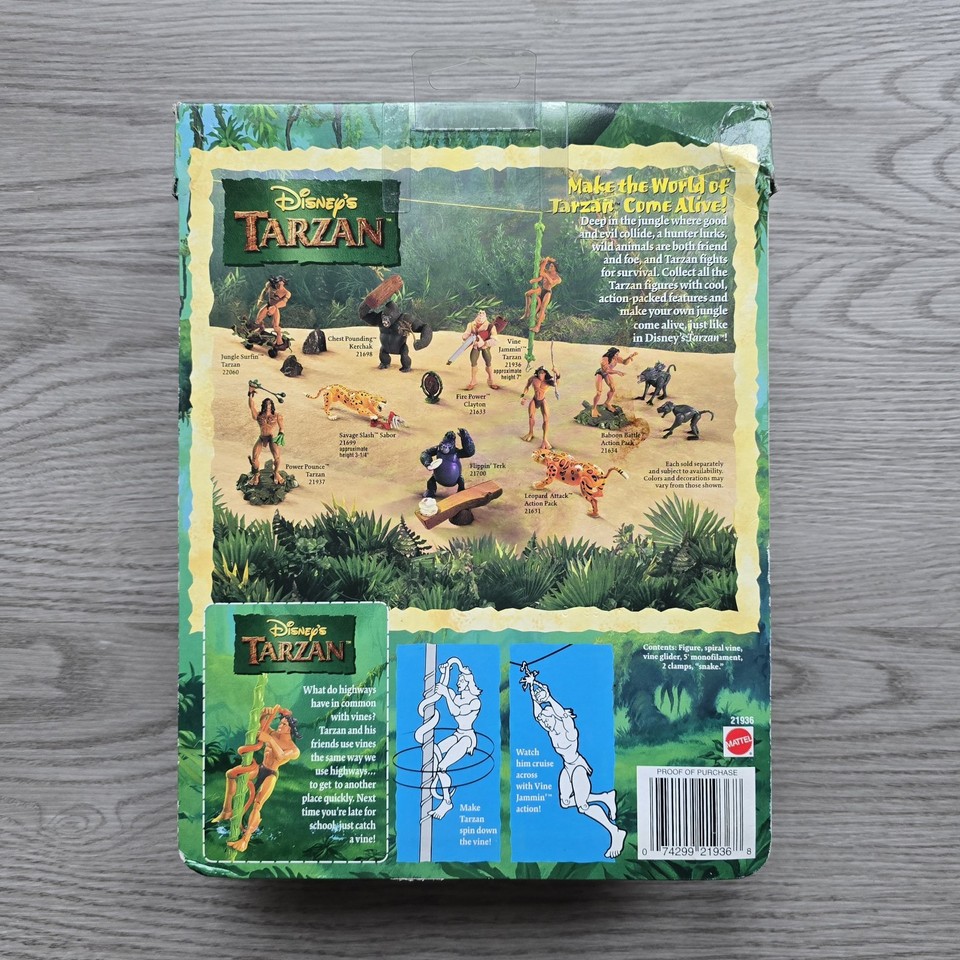 1999 Disney MOC 6” Vine Jammin Tarzan Figure Mattel New Mattel 90s Toy ...