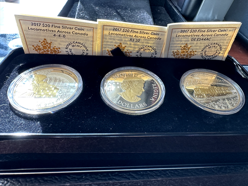 2017 RCM; Locomotives Across Canada, 3 Coin Set 99.99 Silver, $20 Coin ...