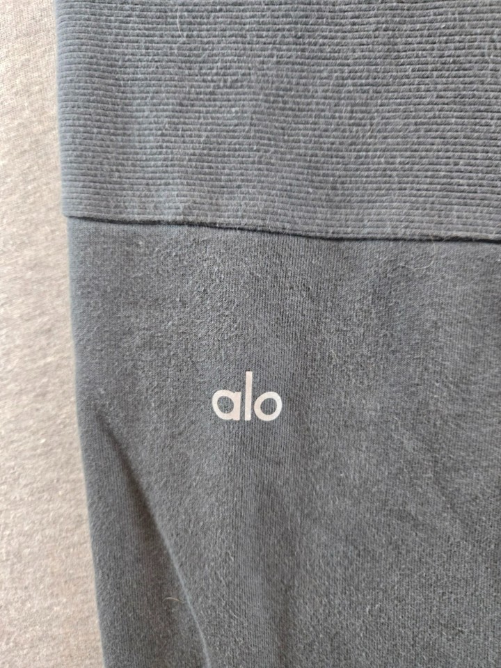 Alo Sweatpants Womens Gray Terry Cloth Cotton Drawstring Joggers Moto ...