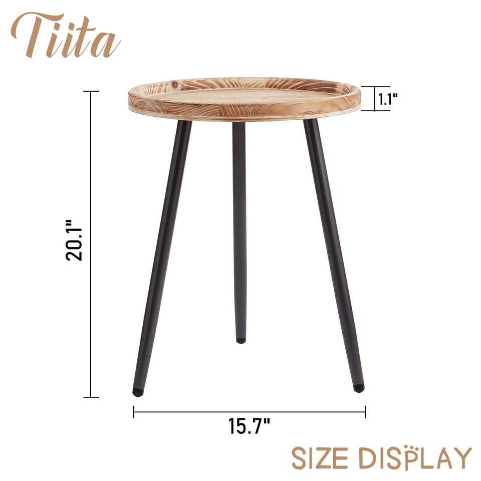 Round End Table Mental Side Table Nightstand/Small Wood Tables Accent ...