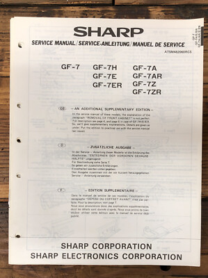 Sharp GF-7 -7H -7E -7A -7AR Radio Cassette Supp. Service Manual ...