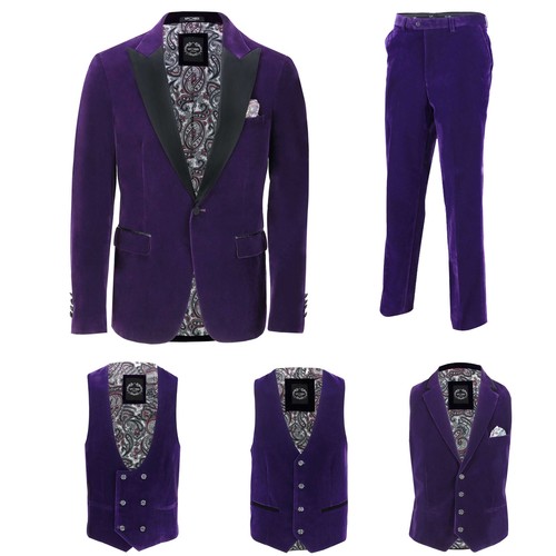 Mens Purple Velvet Tux Dinner Jacket Vintage 3 Piece Suit - Item Sold ...