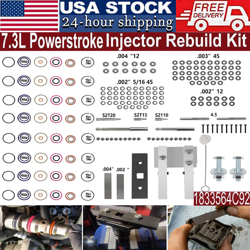 For 7.3L PowerStroke Injector Rebuild Kit w/vice clamp and tools ...