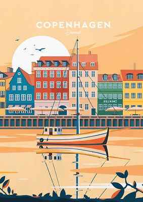 Copenhagen Sunset SIZE A3 WALL PRINT TRAVEL POSTERS, PRINT, COLLECT | eBay