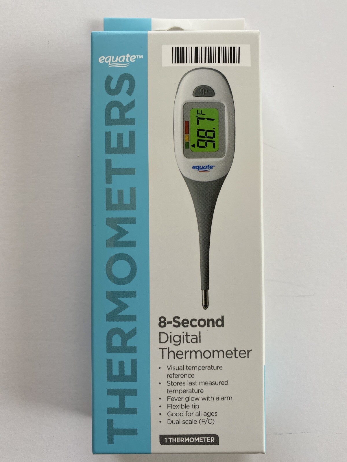 New Equate 8 Second Digital Thermometer F/C Flexible Tip Ships Out ...