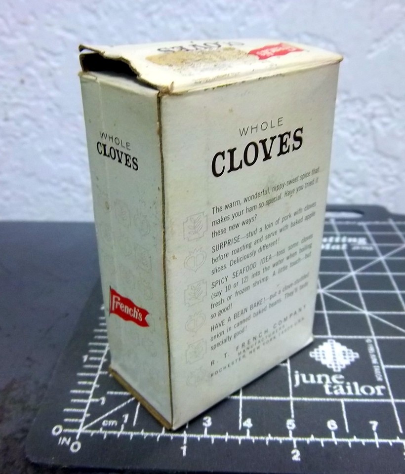 Vintage Frenchs whole CLOVES 1 1/8 oz cardboard spice box, great ...