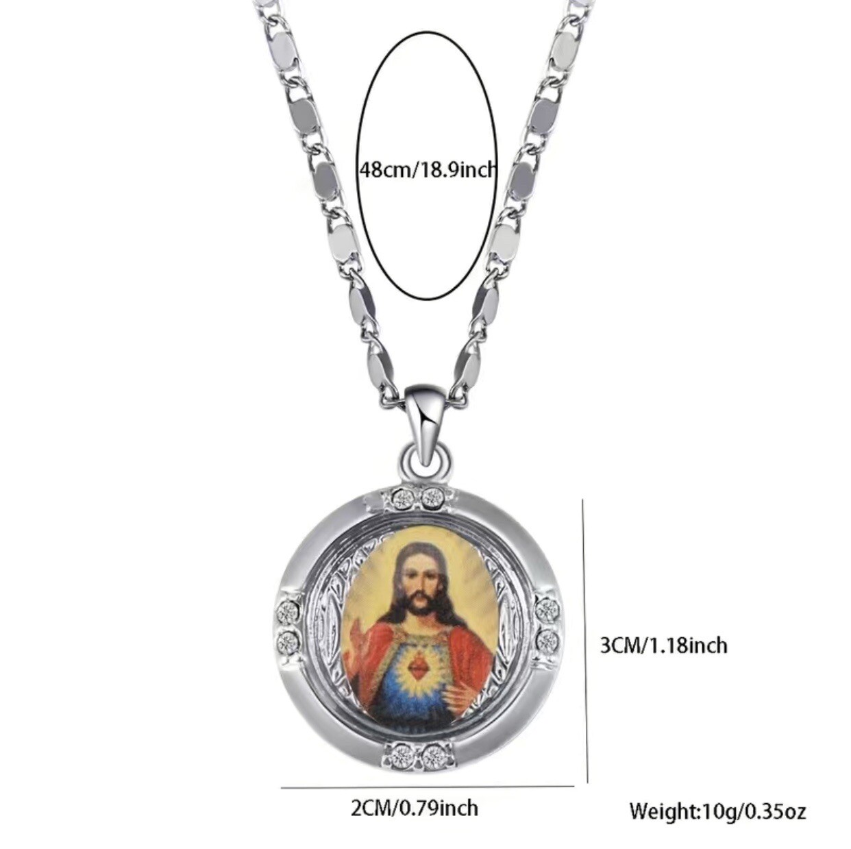 Jesus Necklace, Stainless Steel Jesus Locket Pendant Women- Men Chain ...