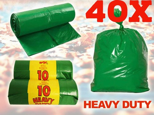 40 x STRONG LARGE BIG LONG HEAVY DUTY GREEN GARDEN WASTE SACKS RUBBISH ...