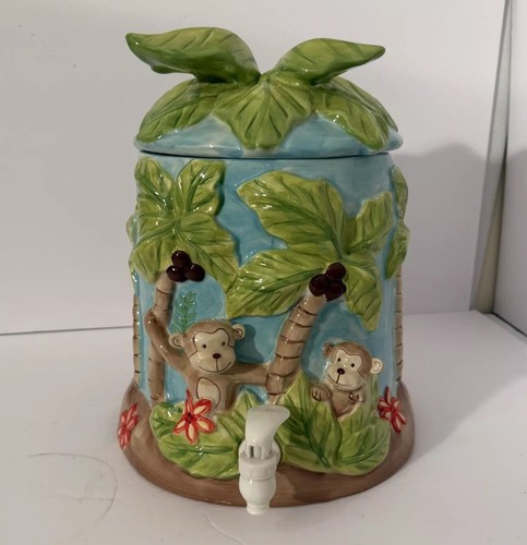 Sea to Shore Monkey & Palm Trees 3 Gallon Ceramic Beverage Dispenser ...