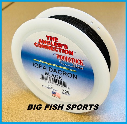 WOODSTOCK BRAIDED DACRON Fishing Line Black Color 50lb-300yd NEW! FREE ...
