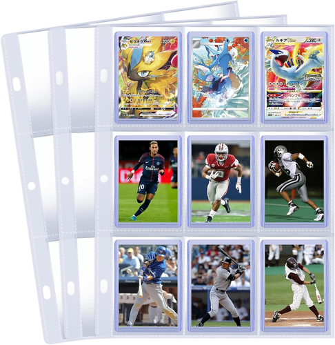 20PCS Toploader Sleeves Pages, 9 Pockets Toploader Binder Pages Holds 3 ...