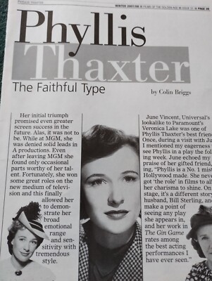 Sk56 Ephemera 2007 Film Article Phyllis Thaxter | eBay