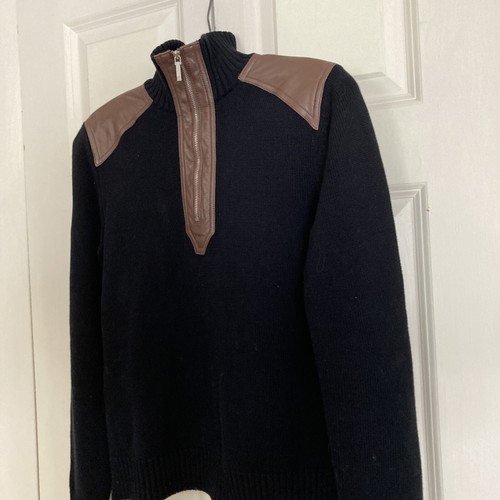 Lauren women’s Black M sweater pit-pit 19” 100% leather trim | eBay