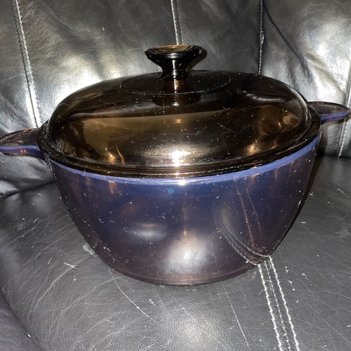 CORNING WARE VISIONS Pyrex AMBER Cookware 4.5 L / 5 QT DUTCH OVEN POT W ...
