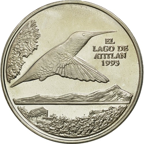 [#550021] Coin, Guatemala, Quetzal, 1995, Tower, MS(63), Silver, KM:1.1 ...