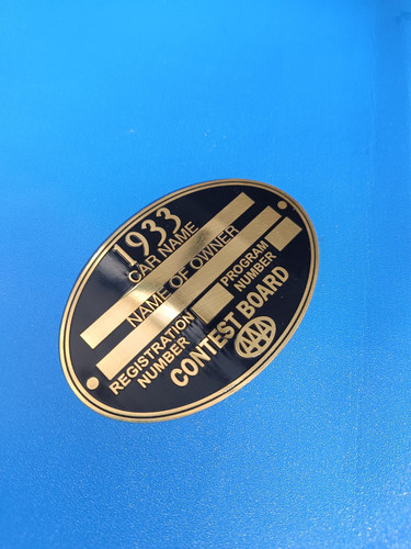 AAA Contest Board 1933 RACE Speed Data Plate Acid Etched Brass Black | eBay