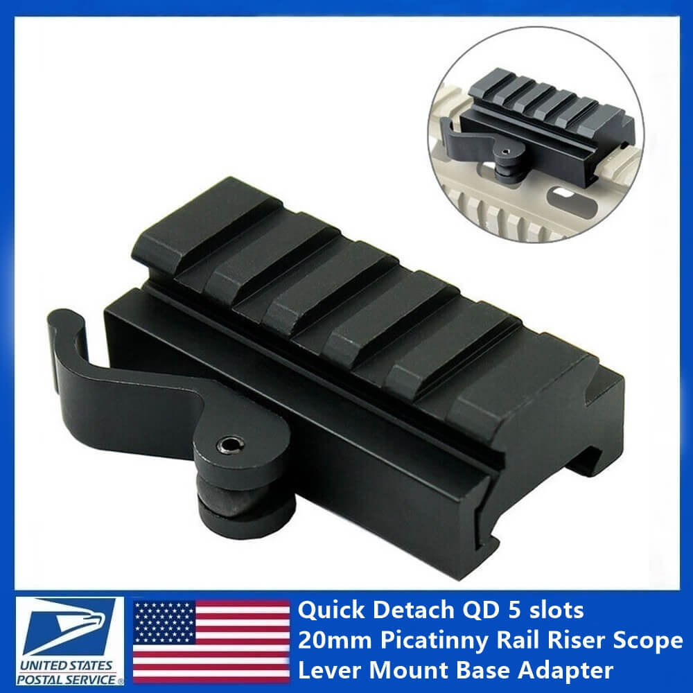 Quick Detach QD 5 Slots 20mm Picatinny Rail Riser Scope Lever Mount ...