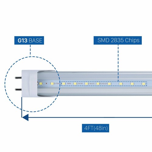 4FT T8 T12 LED Tube Light DOUBLE / SINGLE-END Powered 6500K 48IN G13 ...