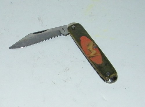 VINTAGE USA Branded Novelty Pocket Knife Pinup Risque Girl Nice 2.5 ...