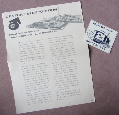 1962 Brochure America's Space Age World's Fair Century 21 Exposition ...