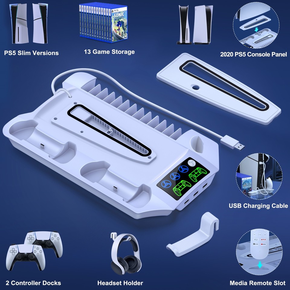 PS5 Slim/Pro Stand Cooling Station PS5 Controller Charging Station for ...