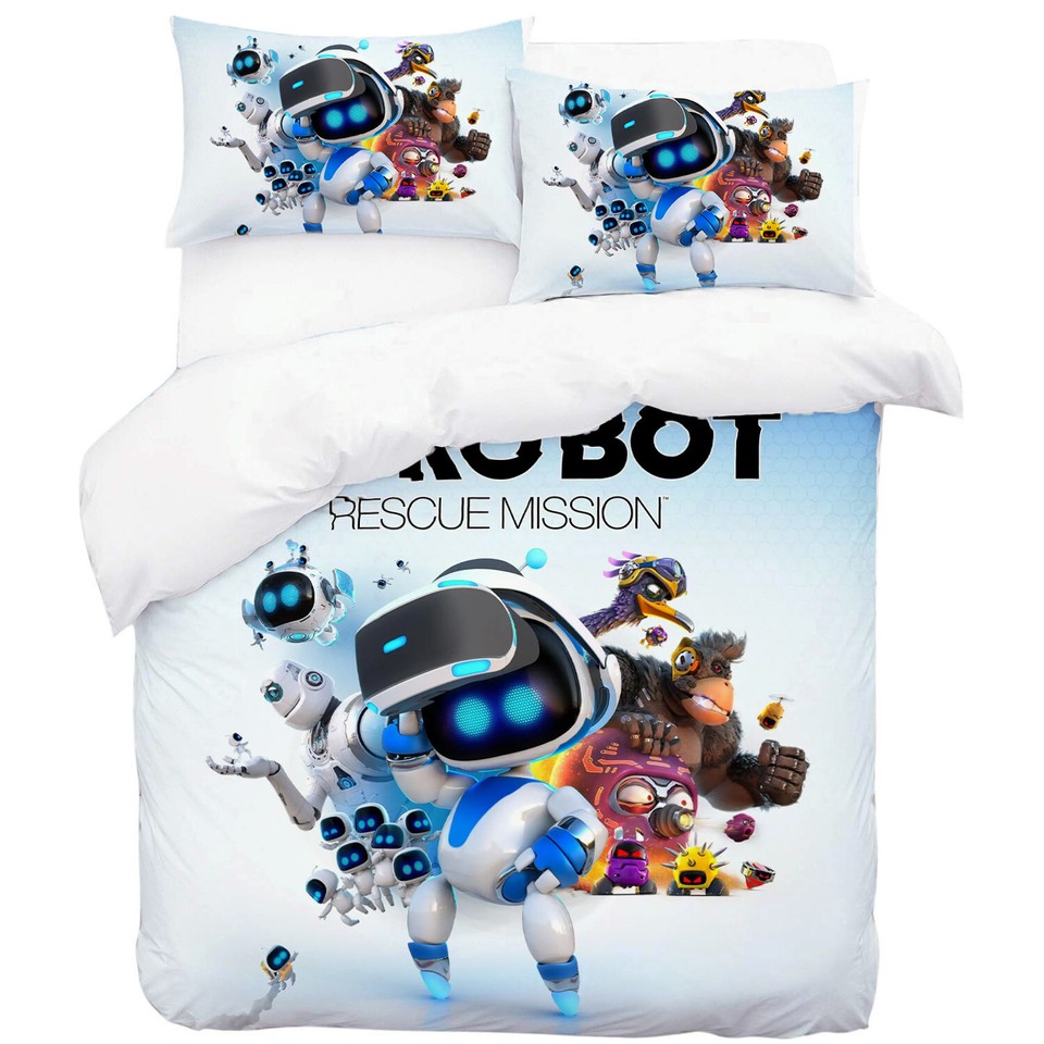 Astro Bot Kids 3D Bedding Set Quilt Duvet Cover 2/3 PCS Double Single ...