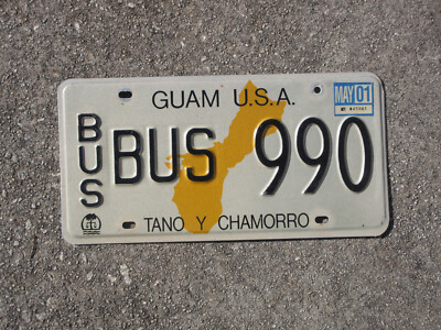 2001 Guam USA Bus License Plate BUS 990 USA Tano Y Chamorro Territory ...