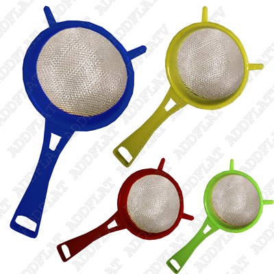 Plastic Strainer Mesh Set – 4 Pc Sieve Mesh Strainer W Handle 4 Colors ...