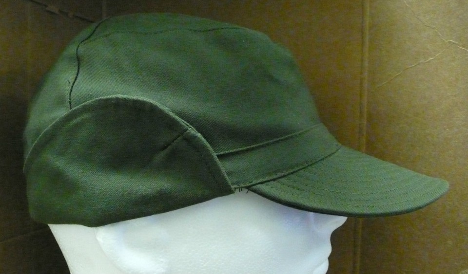 SWEDISH MILITARY M 59 SUMMER FIELD CAP HAT W/ EAR FLAPS POLY/COTTON ...