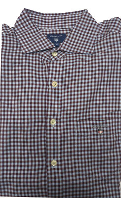 GANT Men's Purple Fig Gingham Fitted Spread Collar Shirt 304167 Size ...