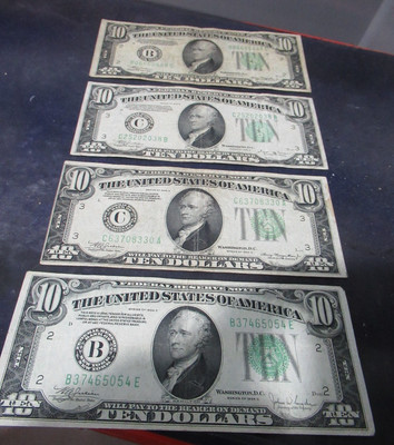 1934 10 Dollar Bill $10 Federal Reserve Note, Green Seal, US Antique ...