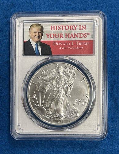 2021 Type 1 American Silver Eagle PCGS MS70 - Donald Trump Label | eBay